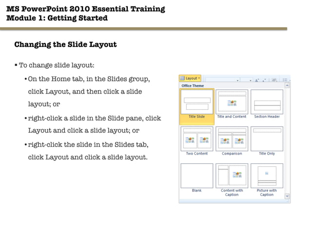 MS PowerPoint Essential Training- Module 1 | PDF