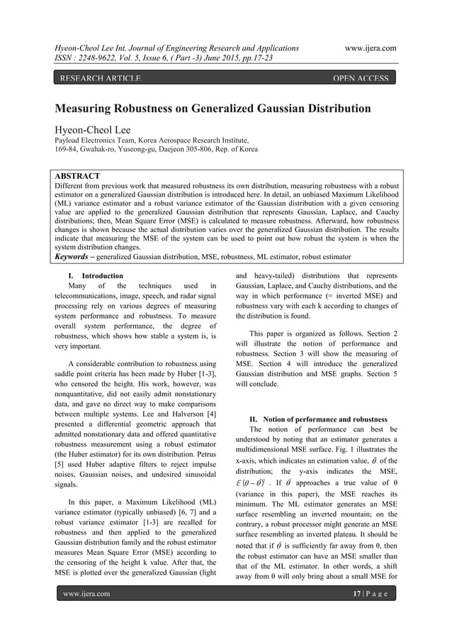 Measuring Robustness on Generalized Gaussian Distribution | PDF