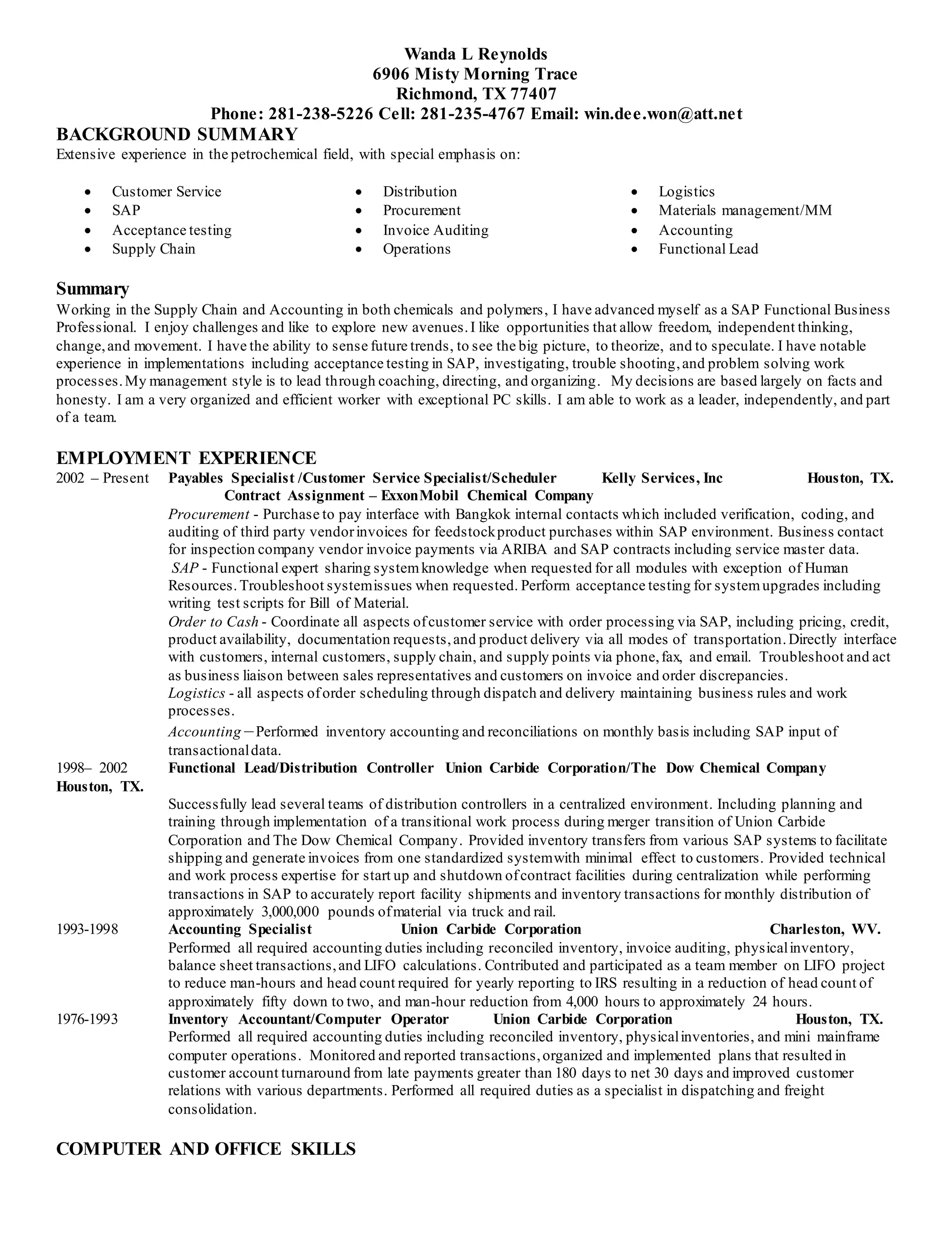 Wanda Reynolds Resume Current | DOCX