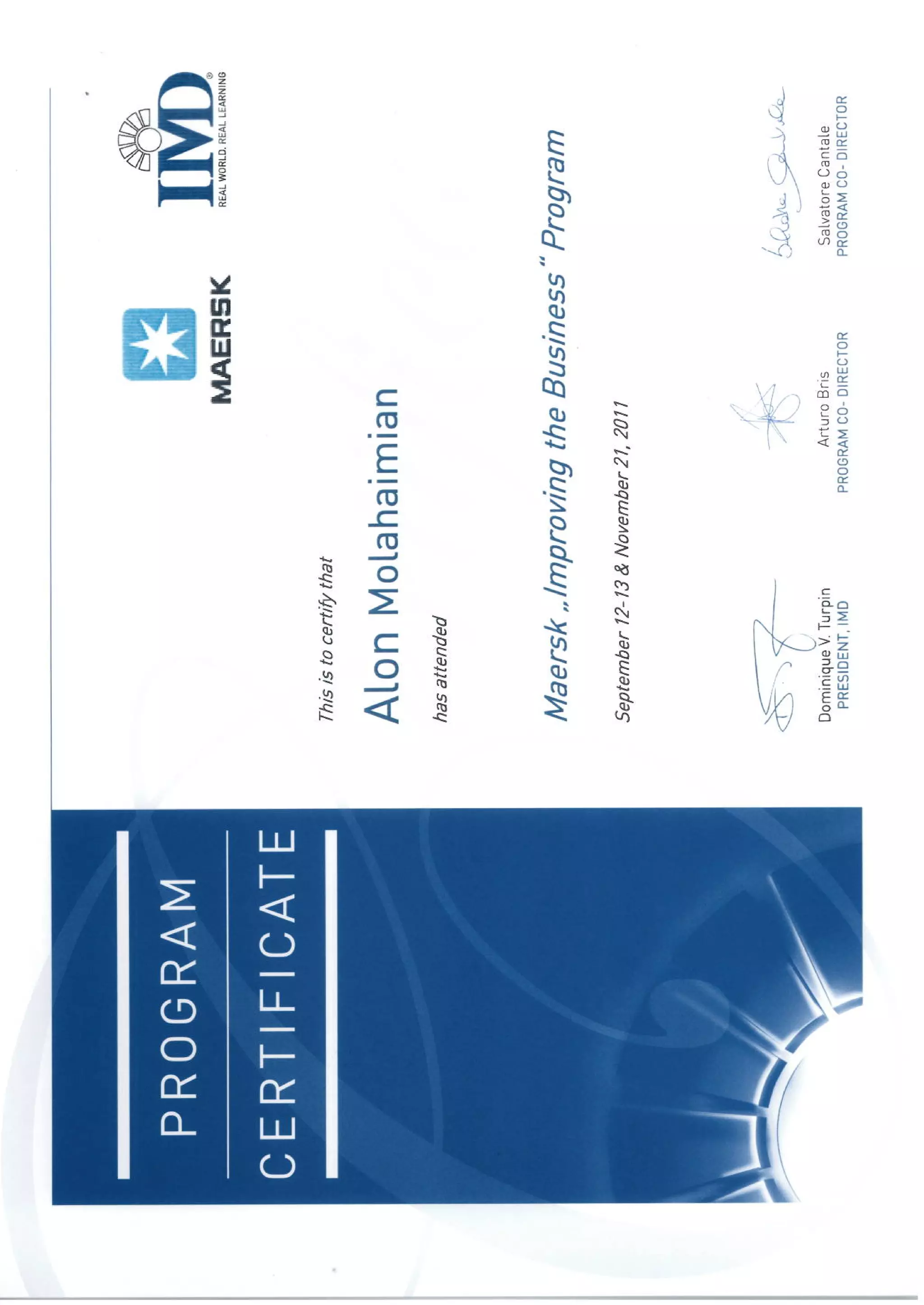 Alon's certificate-November | PDF