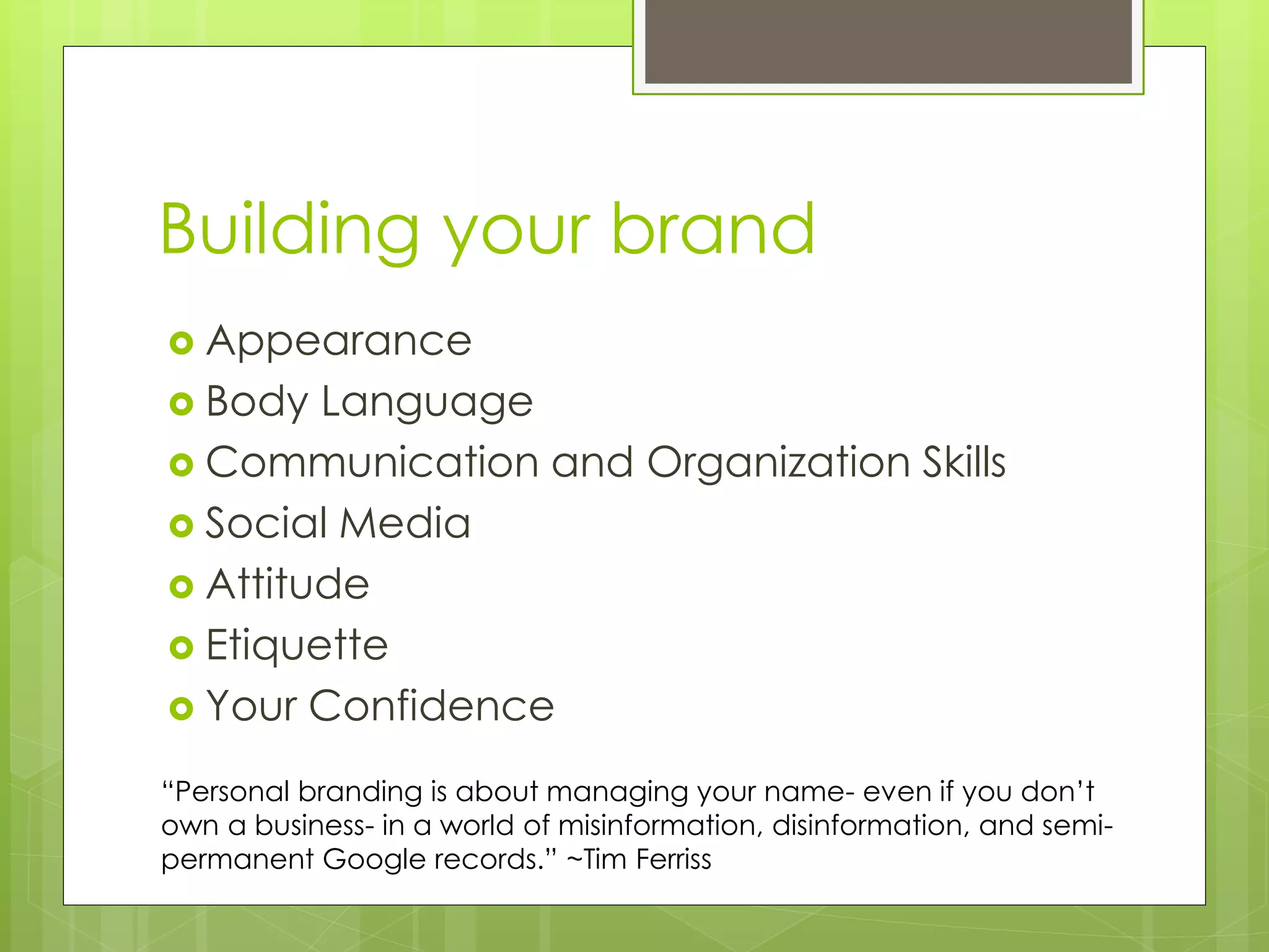 Building your Personal Brand Presentation | PPTX