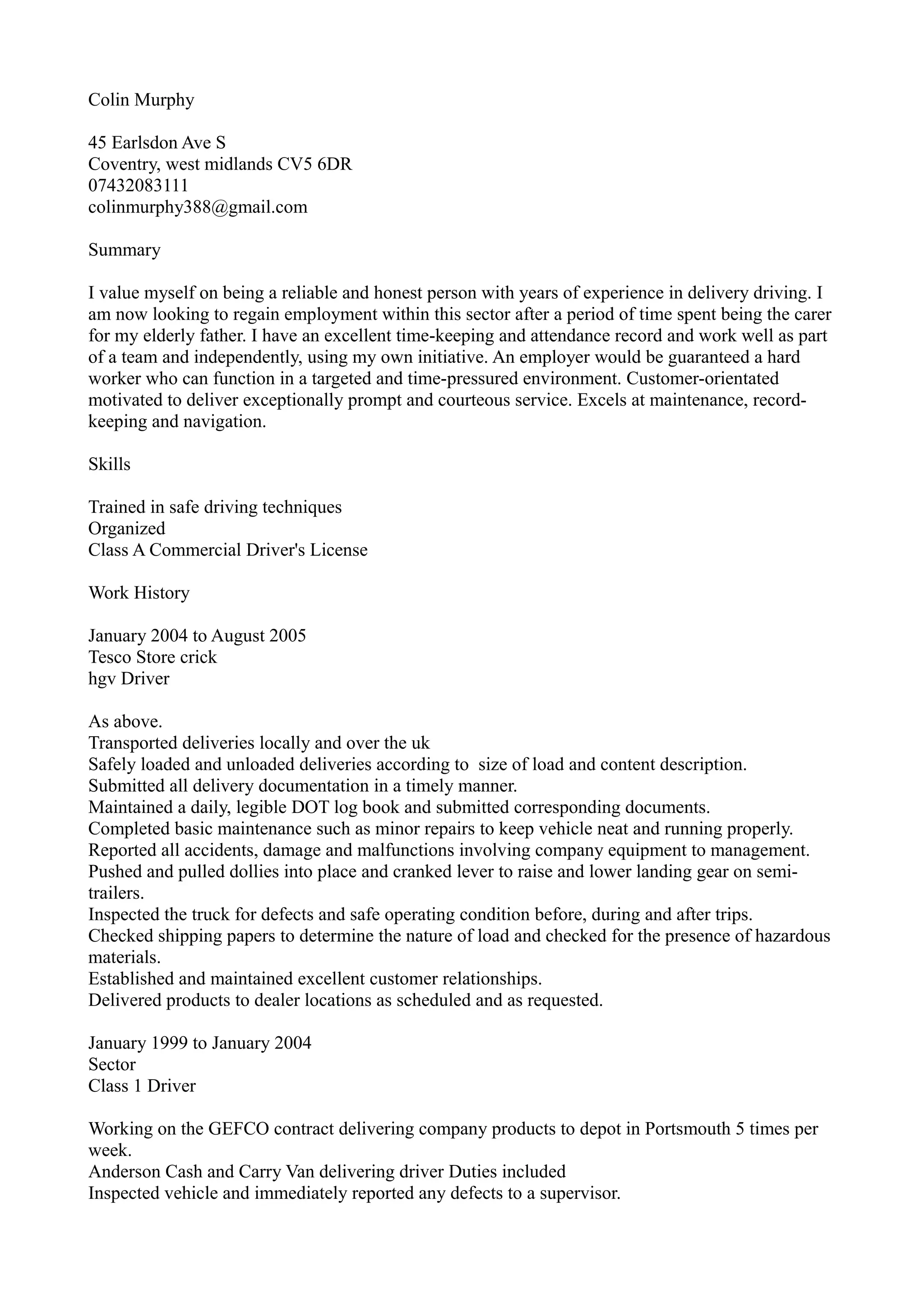 Colin Murphy CV | PDF