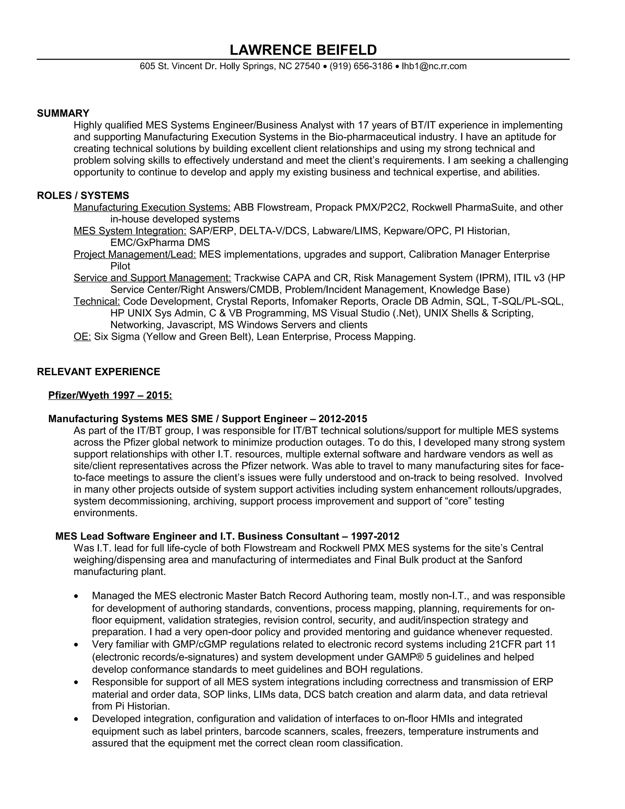 Resume (MES) Online | DOC