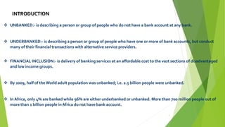 Banking Services to the Unbanked Sector – A | PPT