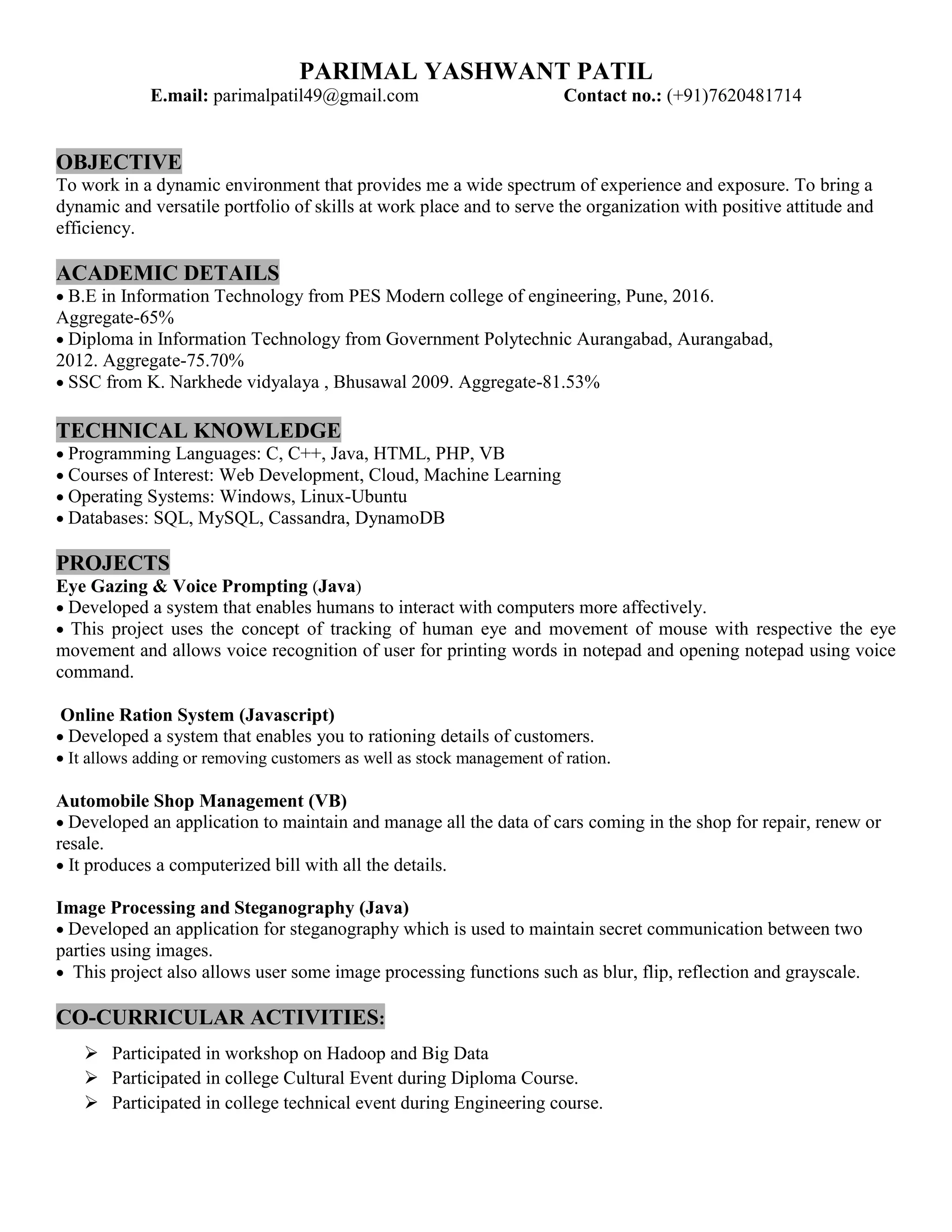 Parimal Resume | PDF
