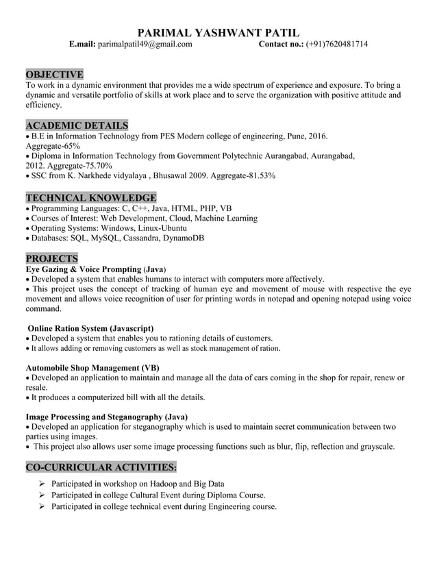 Parimal Resume | PDF