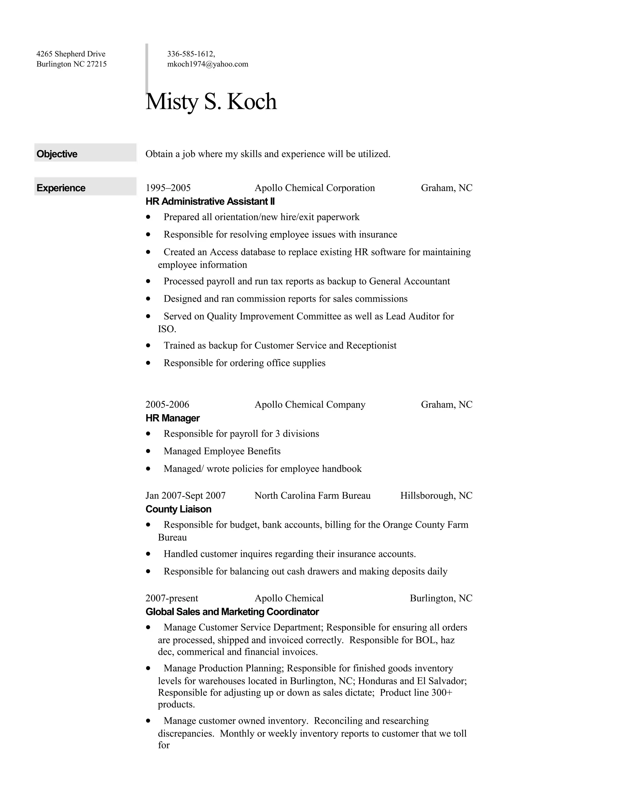 Misty Koch Resume | DOC