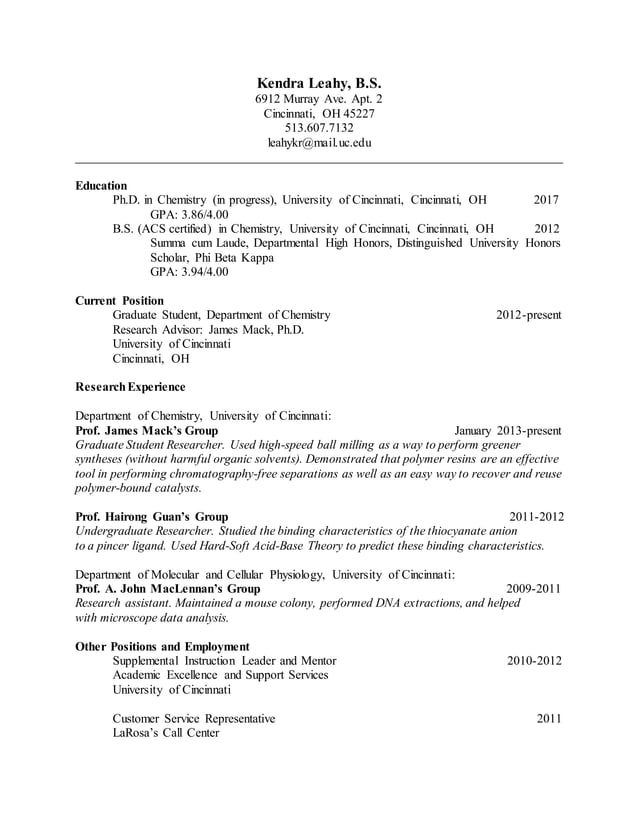 Kendra Leahy CV | PDF