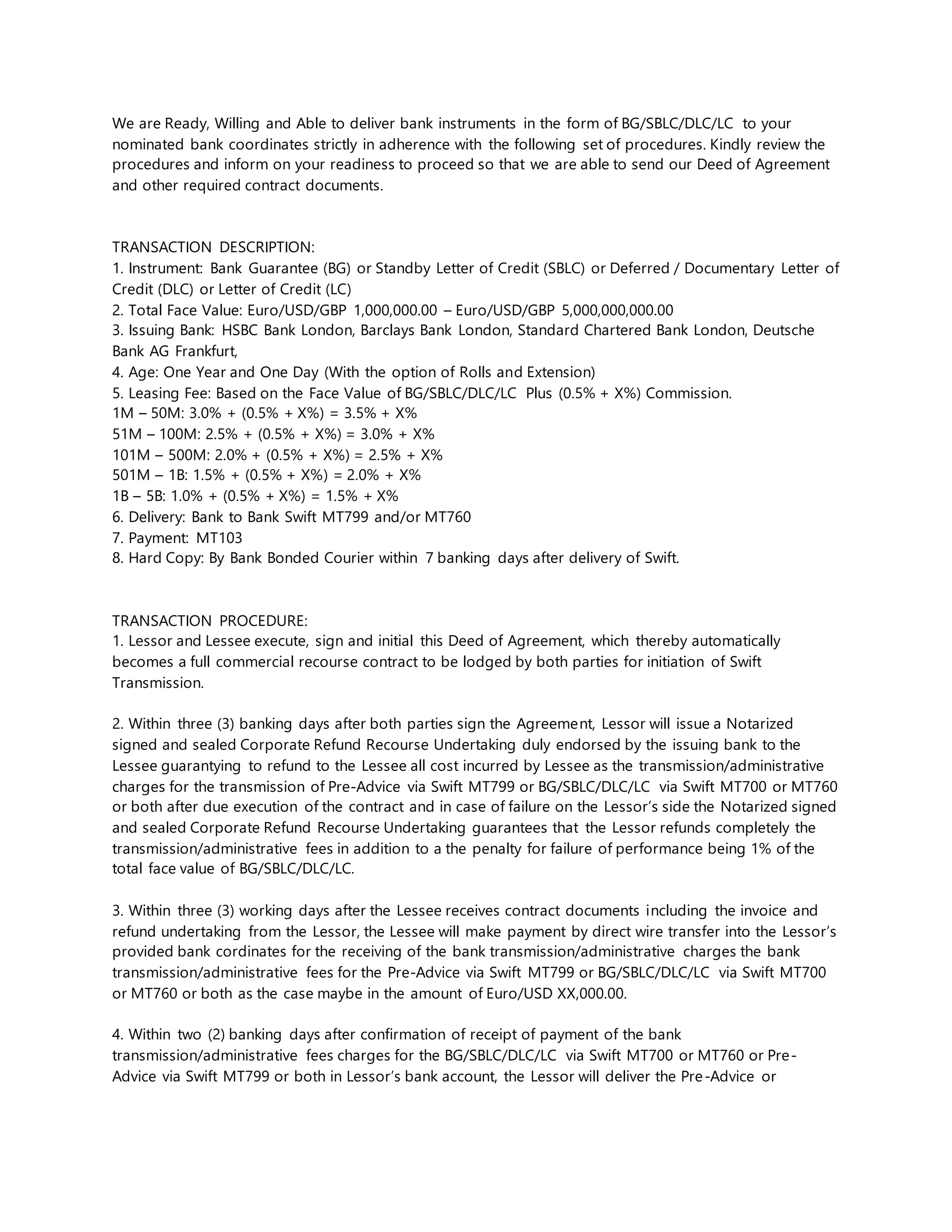 BG and SBLC Procedure | DOCX