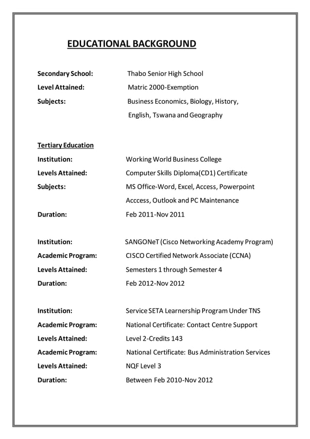 Thabo Tabane's CV | DOCX