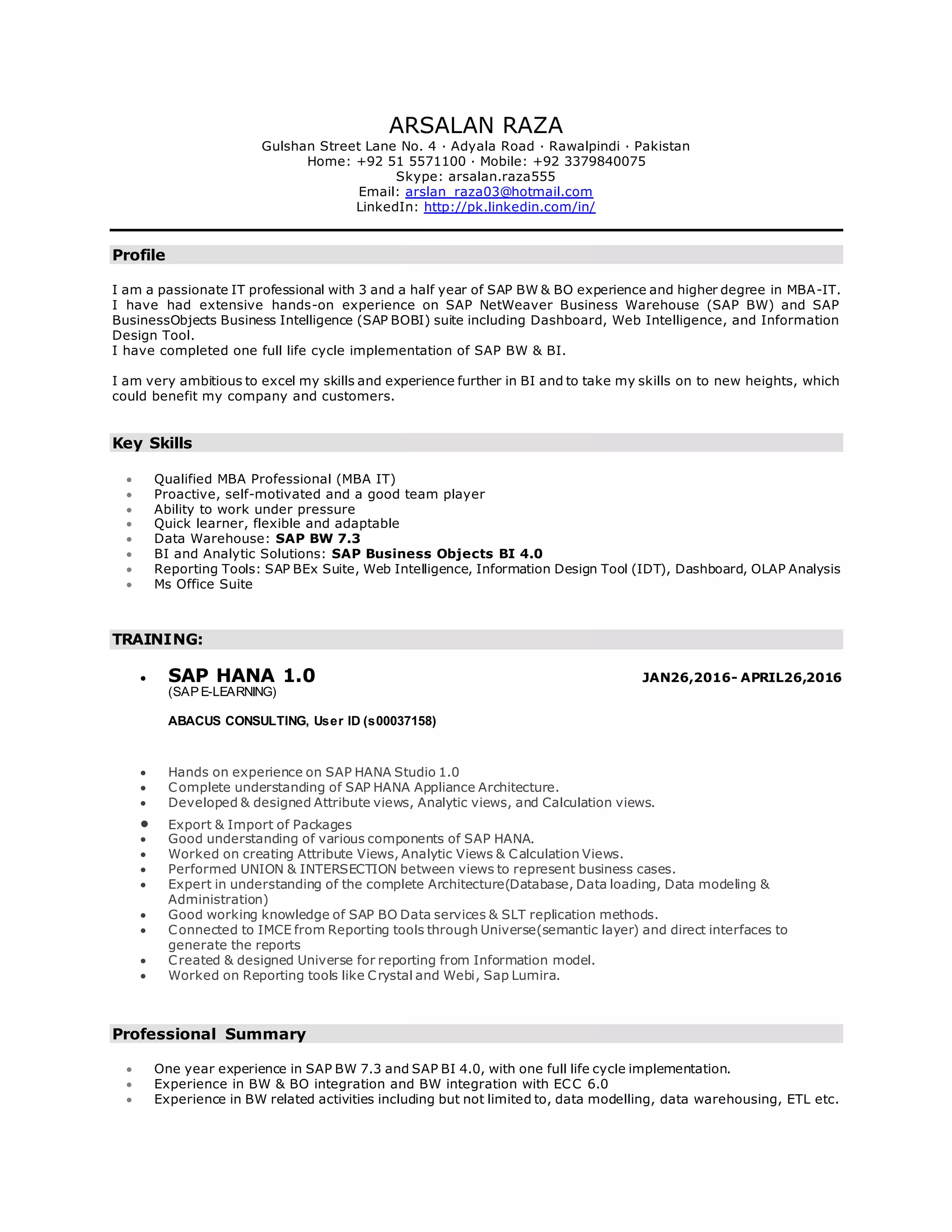 Arsalan's CV | PDF