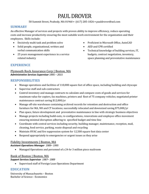 Paul Drover Resume (2) | PDF | Business | Business and Finance
