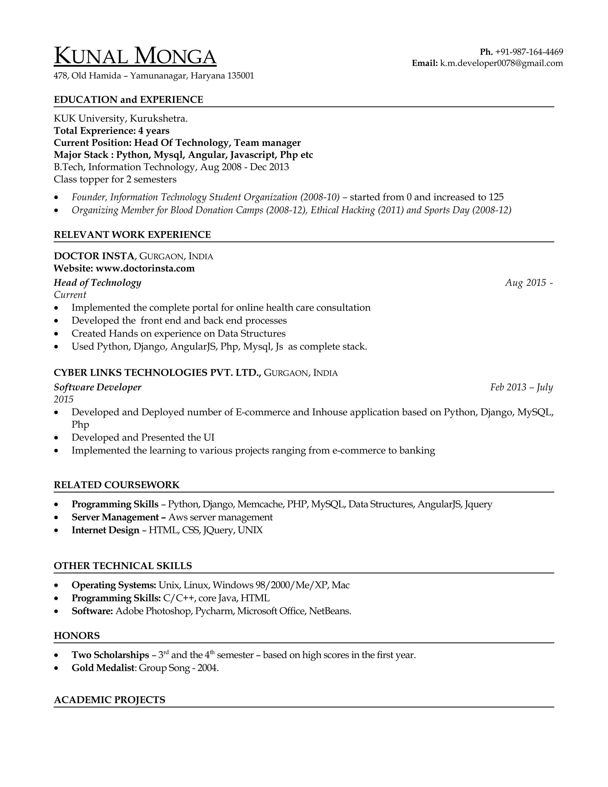 Kunal_resume | PDF