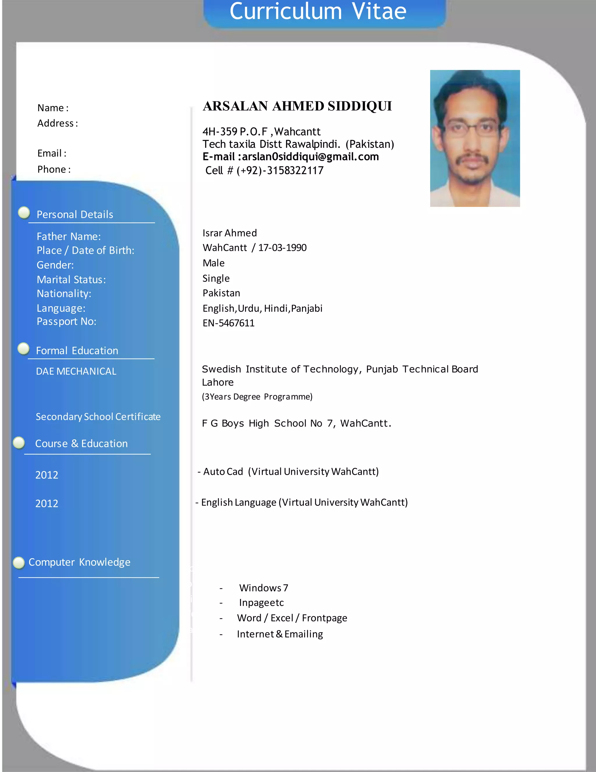 Arsalan Cv | PDF