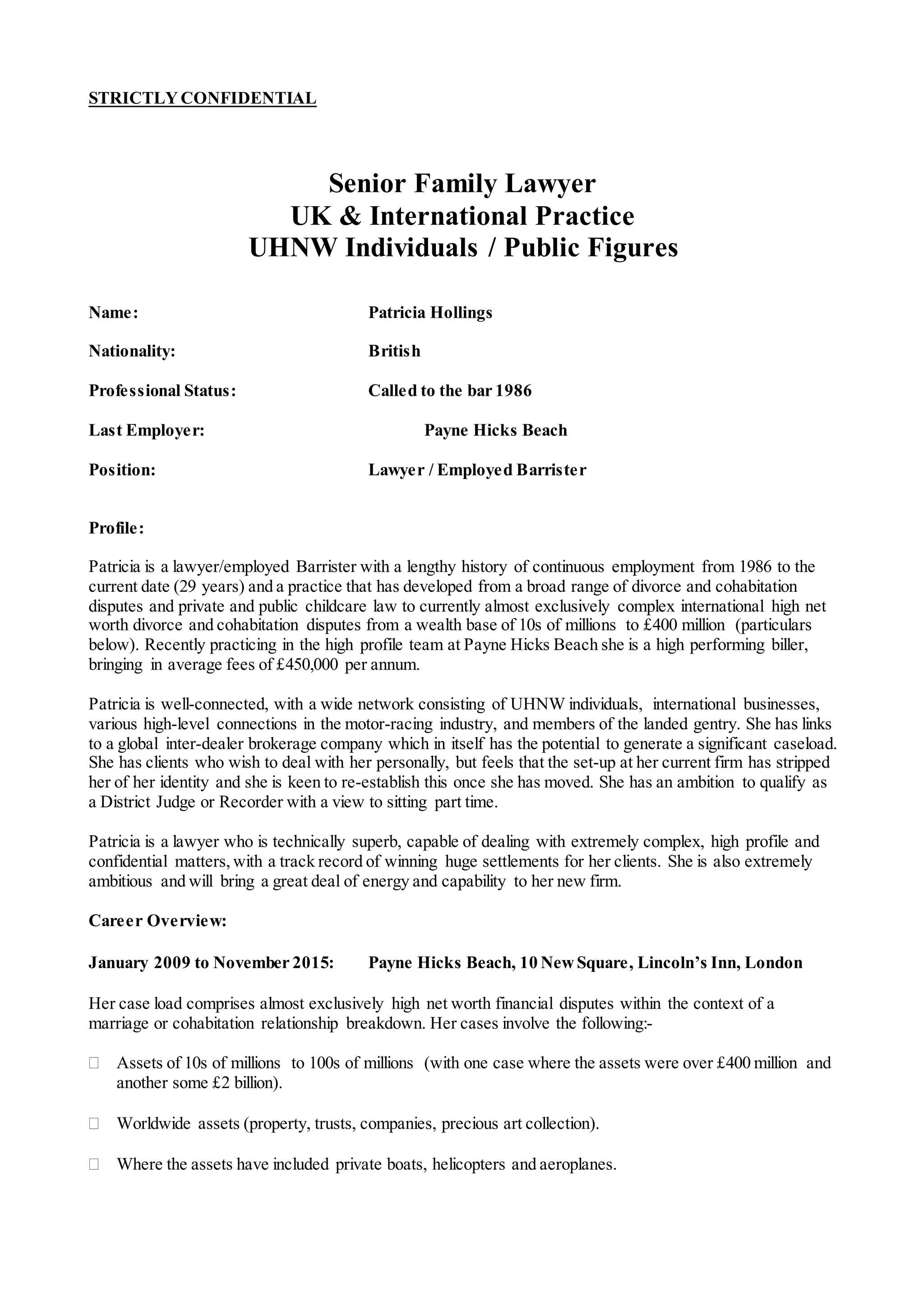 Patricia Hollings CV (WORD doc) | DOCX