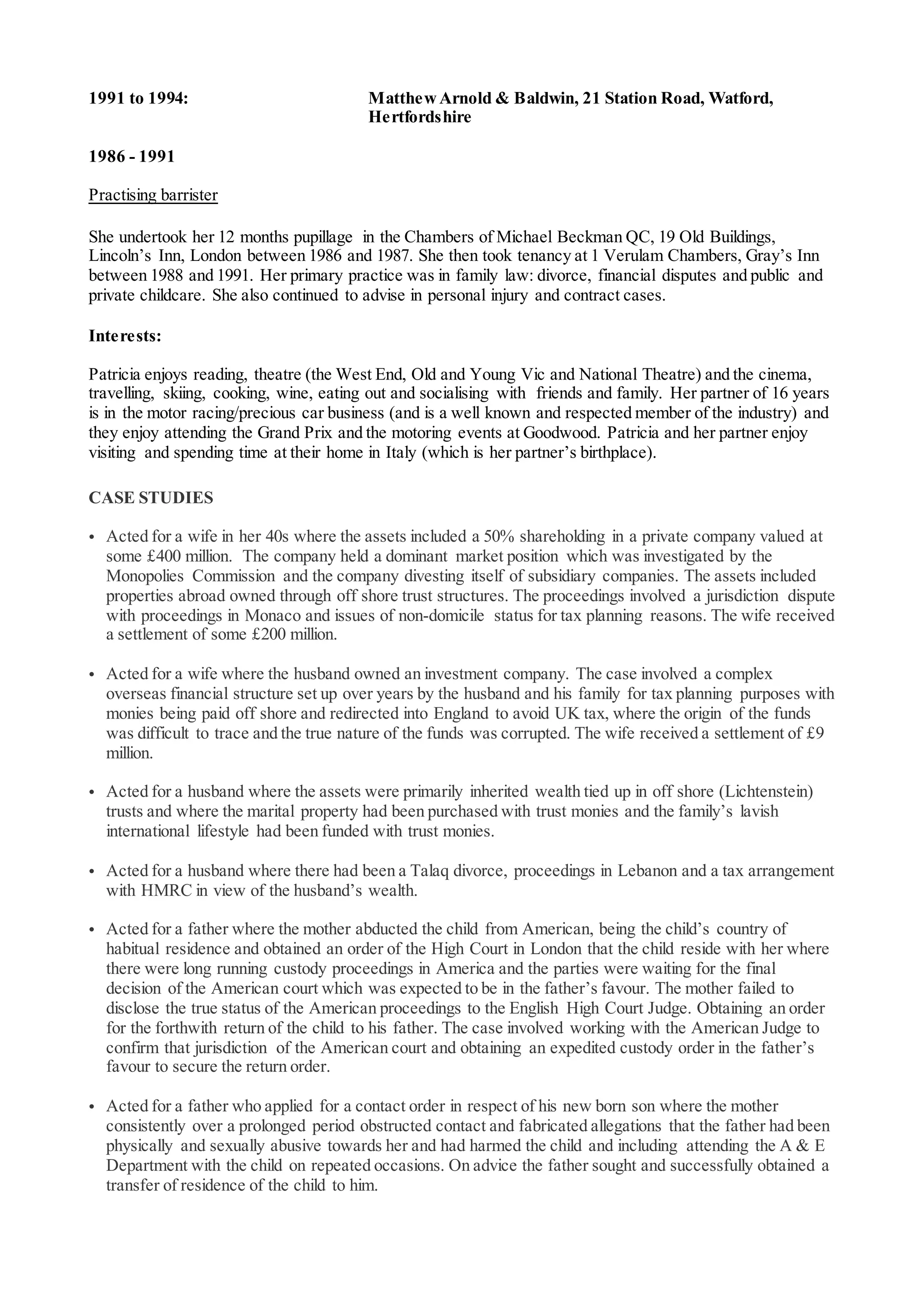 Patricia Hollings CV (WORD doc) | DOCX