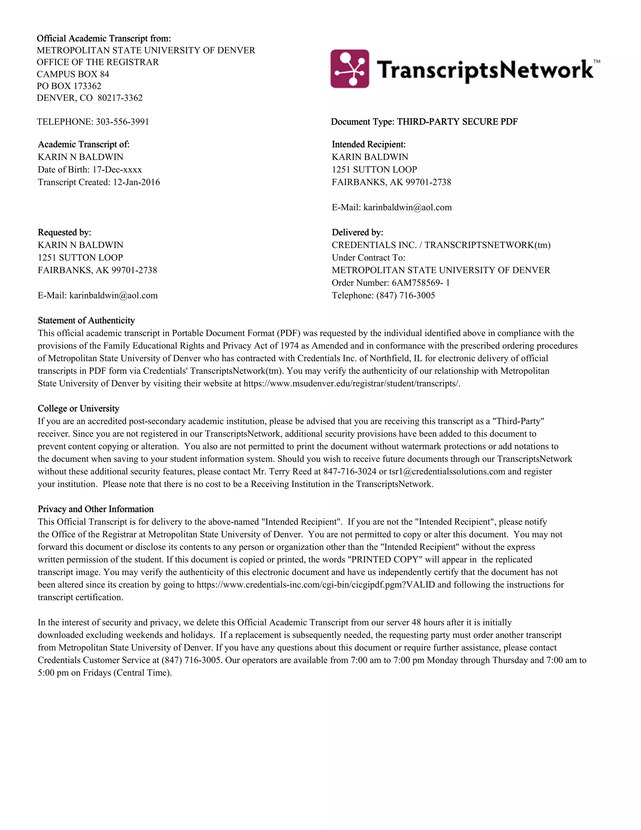 MSU Official Transcripts | PDF