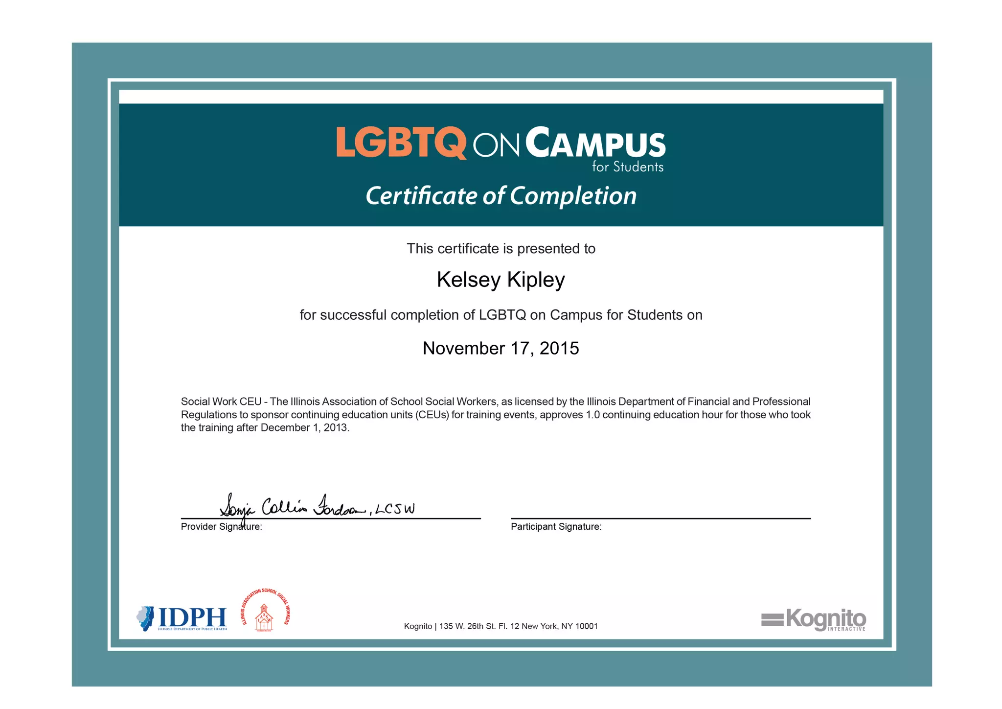 CertificateOfCompletion_111_KelseyKipley | PPT
