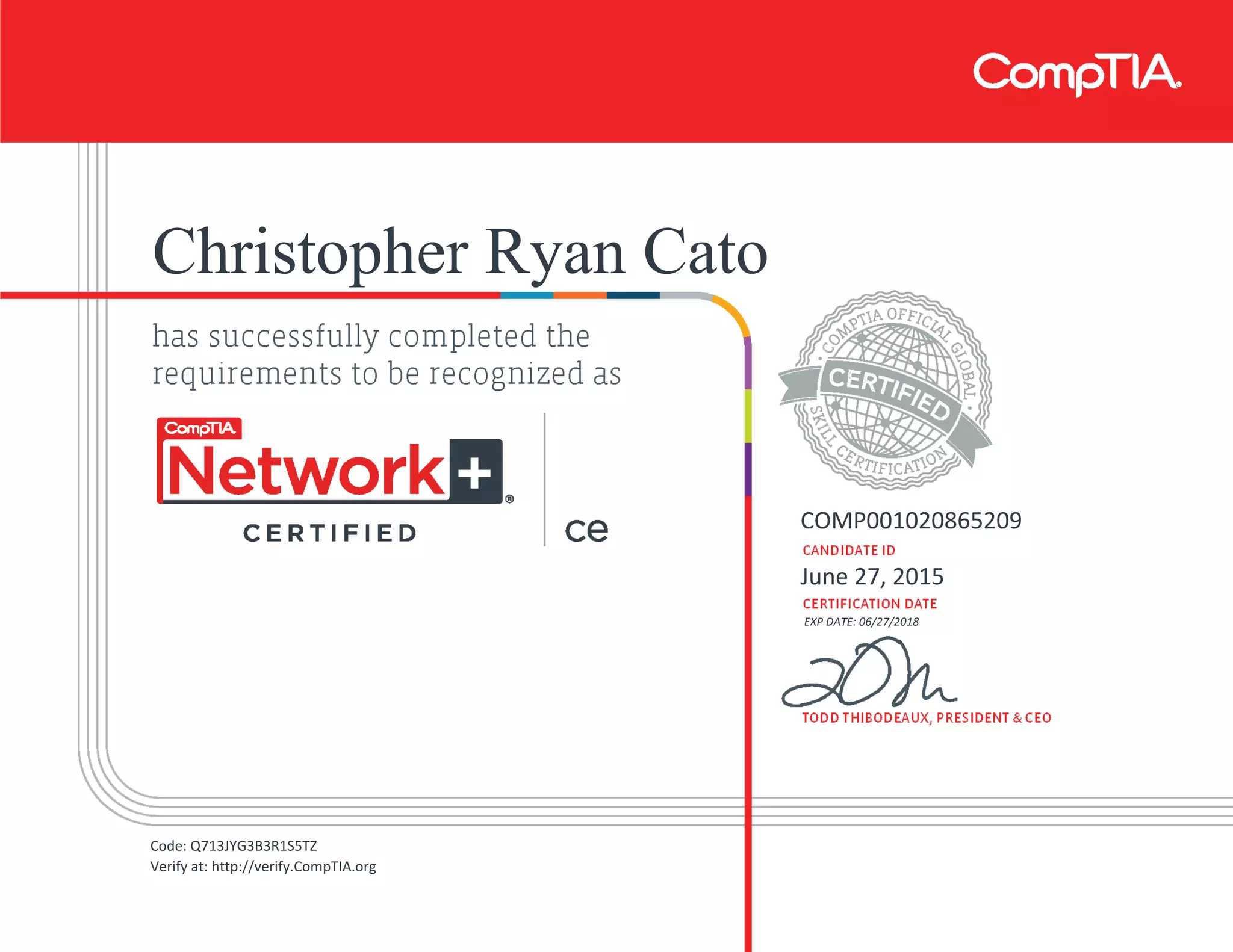 CompTIA Network+ ce certificate | PDF | Technology & Computing