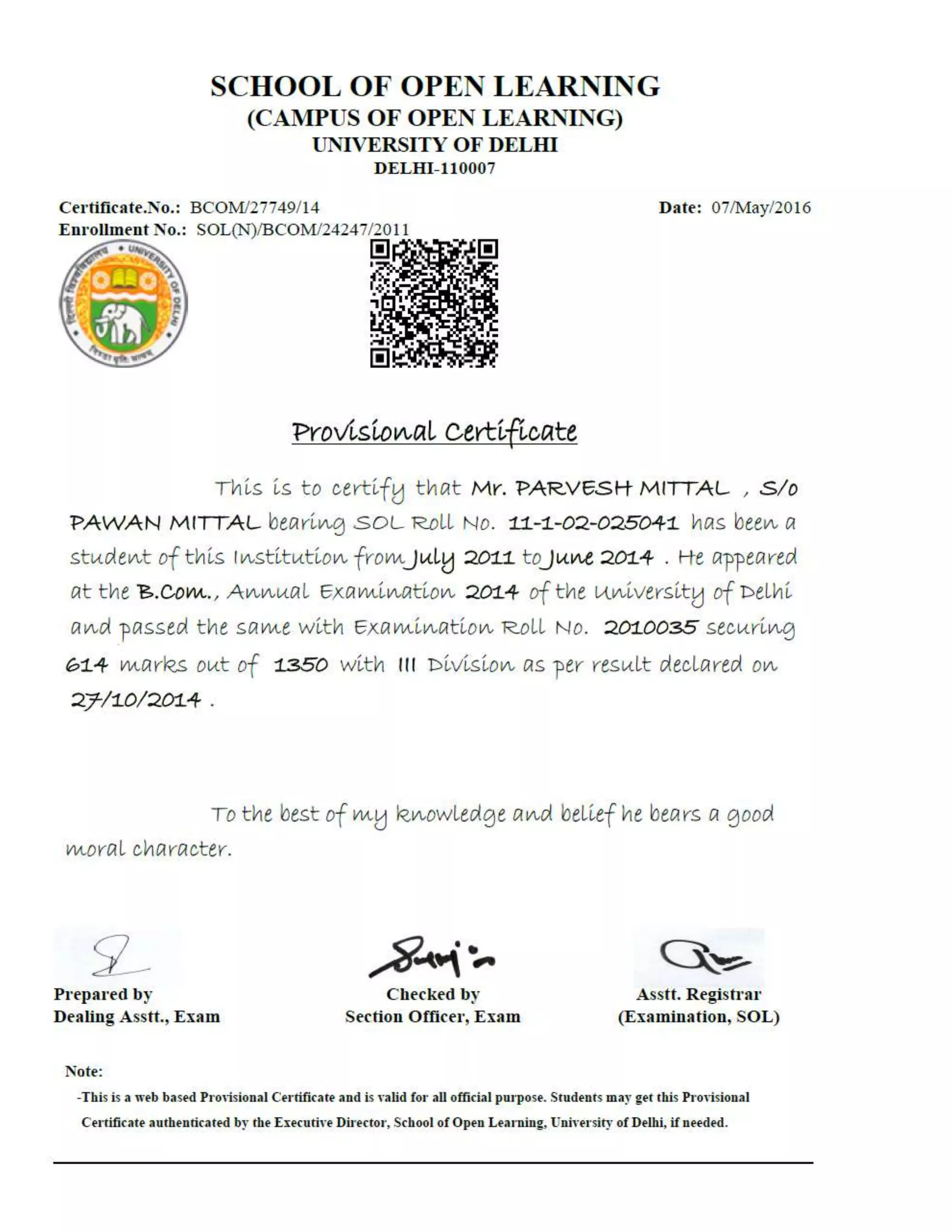 Provisional_Certificate | PDF