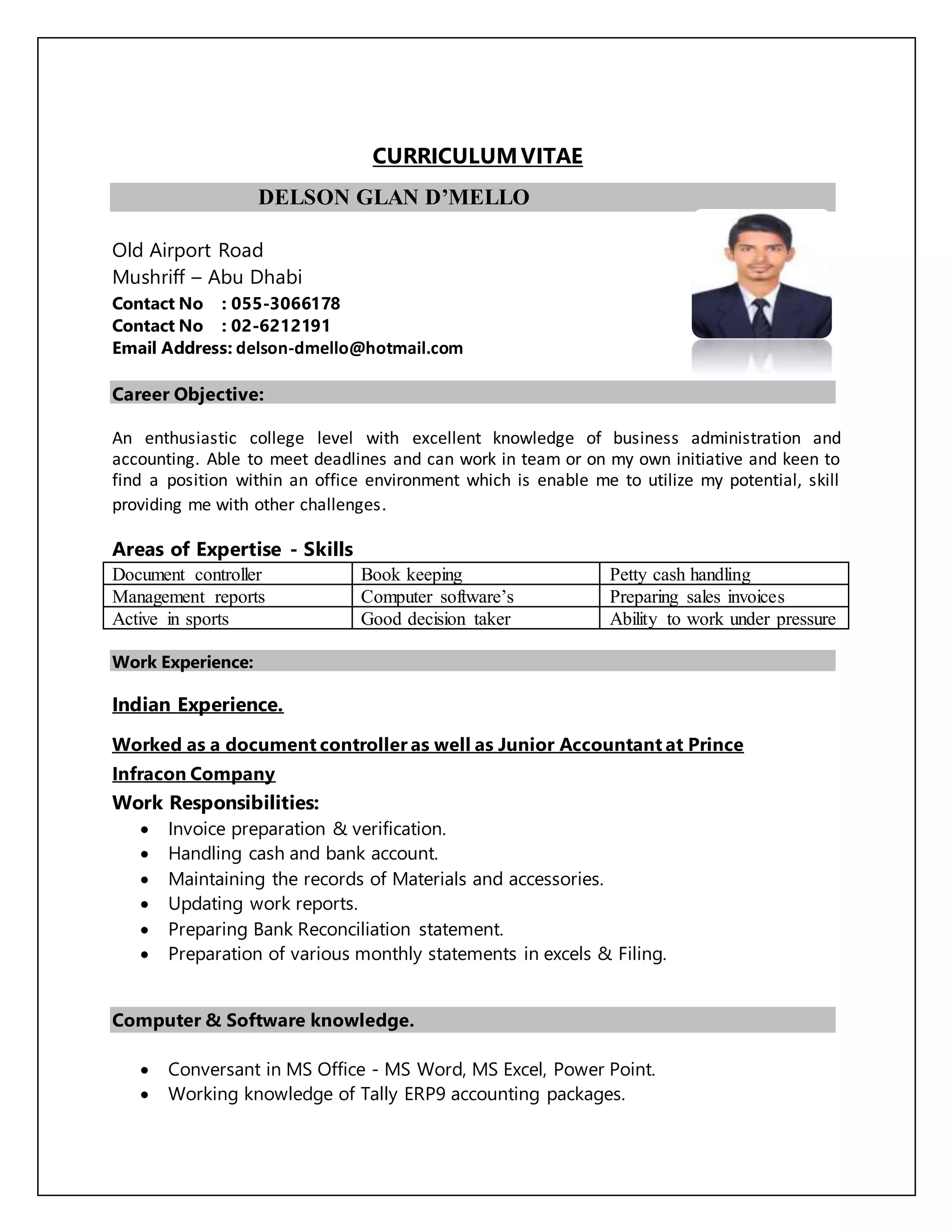 DELSON DMELLO CV | DOCX