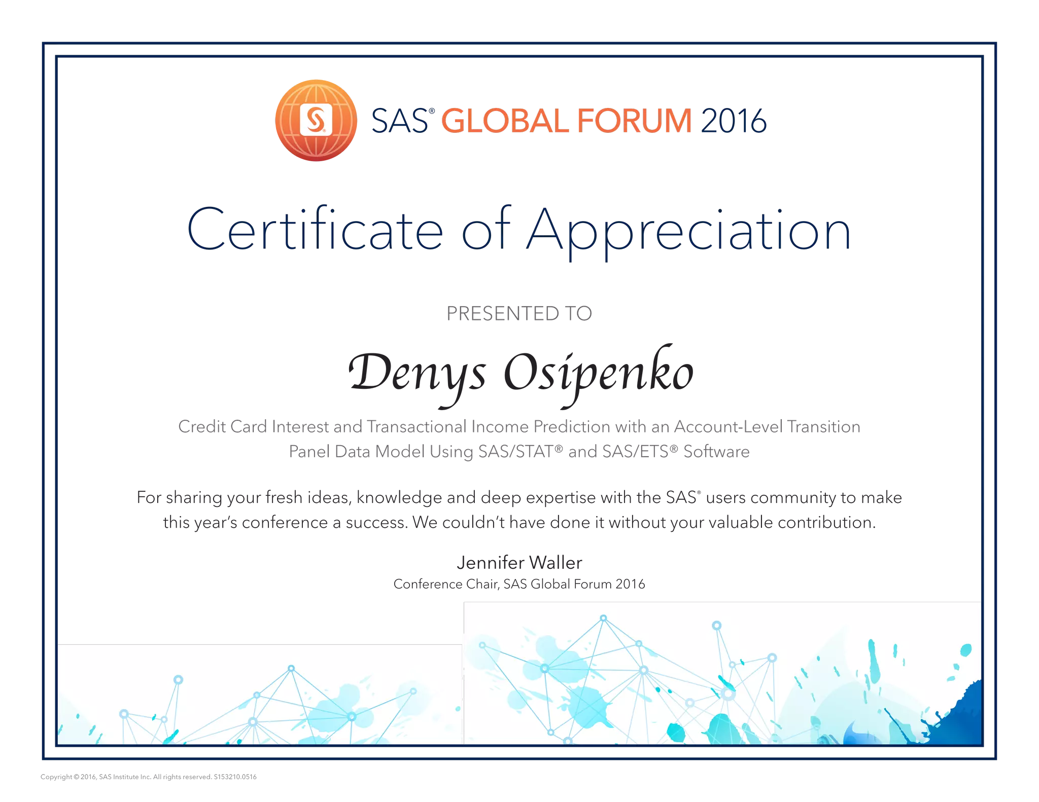SASGF16 Presenter Certificates 118 | PDF