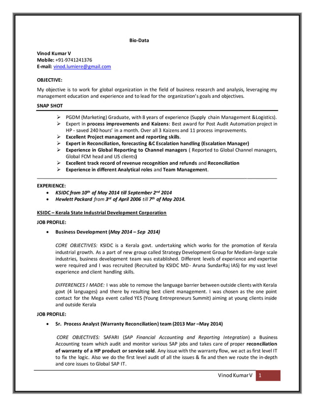 Vinod CV (F&A) | DOCX