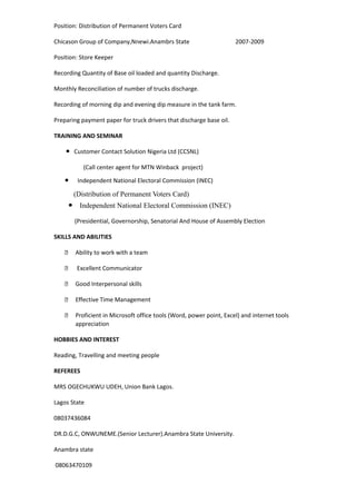 Iyinagoro Onyekachi CV | DOC