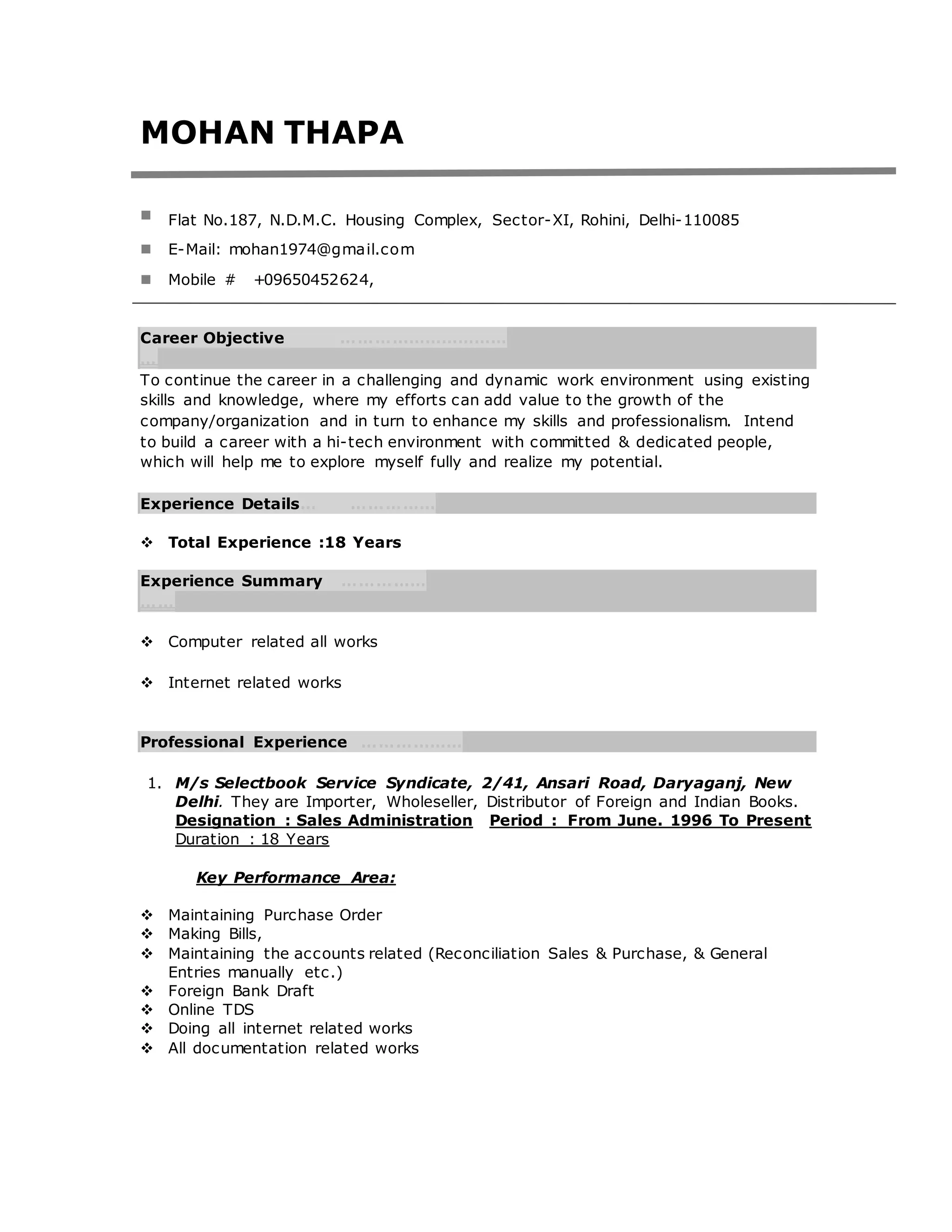 Resume(Mohan Thapa) | DOCX