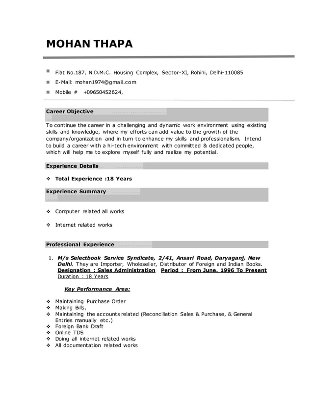 Resume(Mohan Thapa) | DOCX