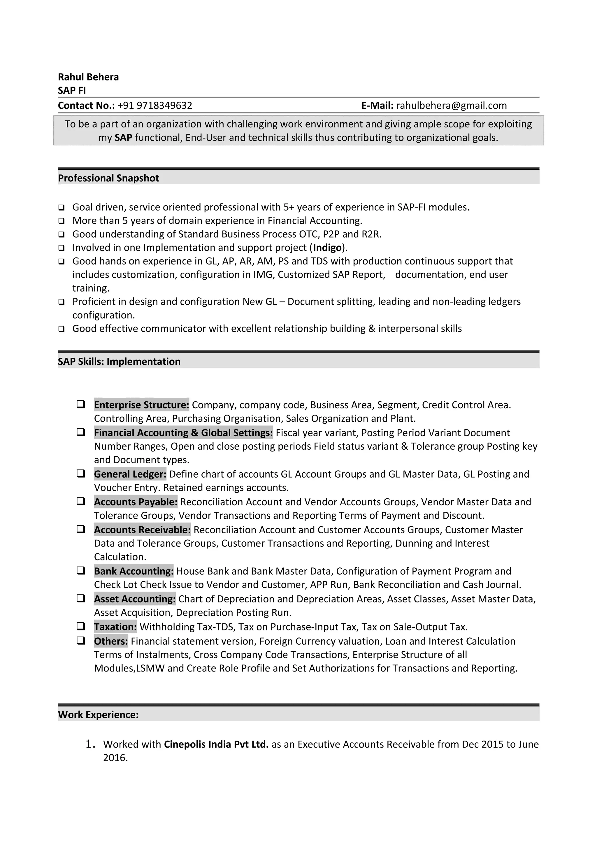 Rahul Behera Resume | DOC