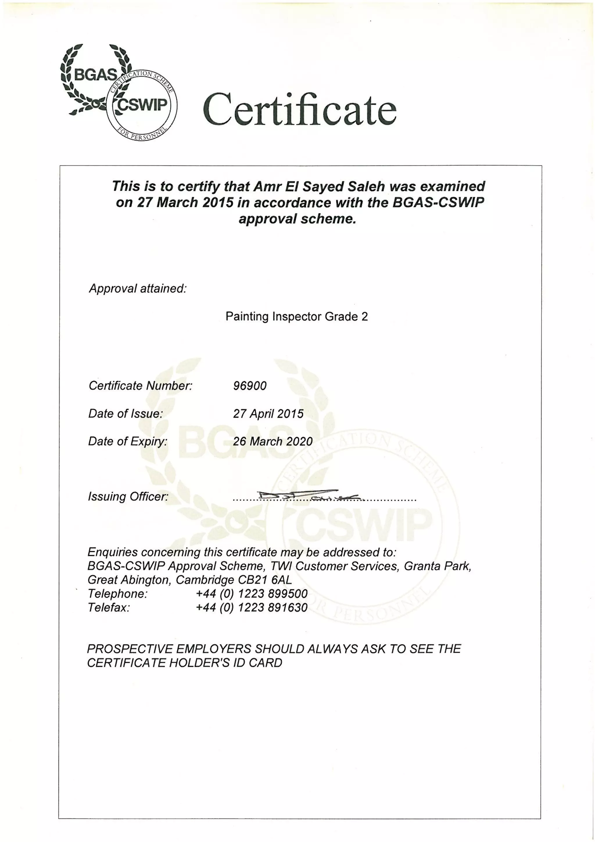 BGAS-CSWIP painting inspector | PDF