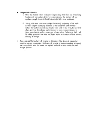 Inference Mini Lesson | DOCX | Educational Assessment | Education