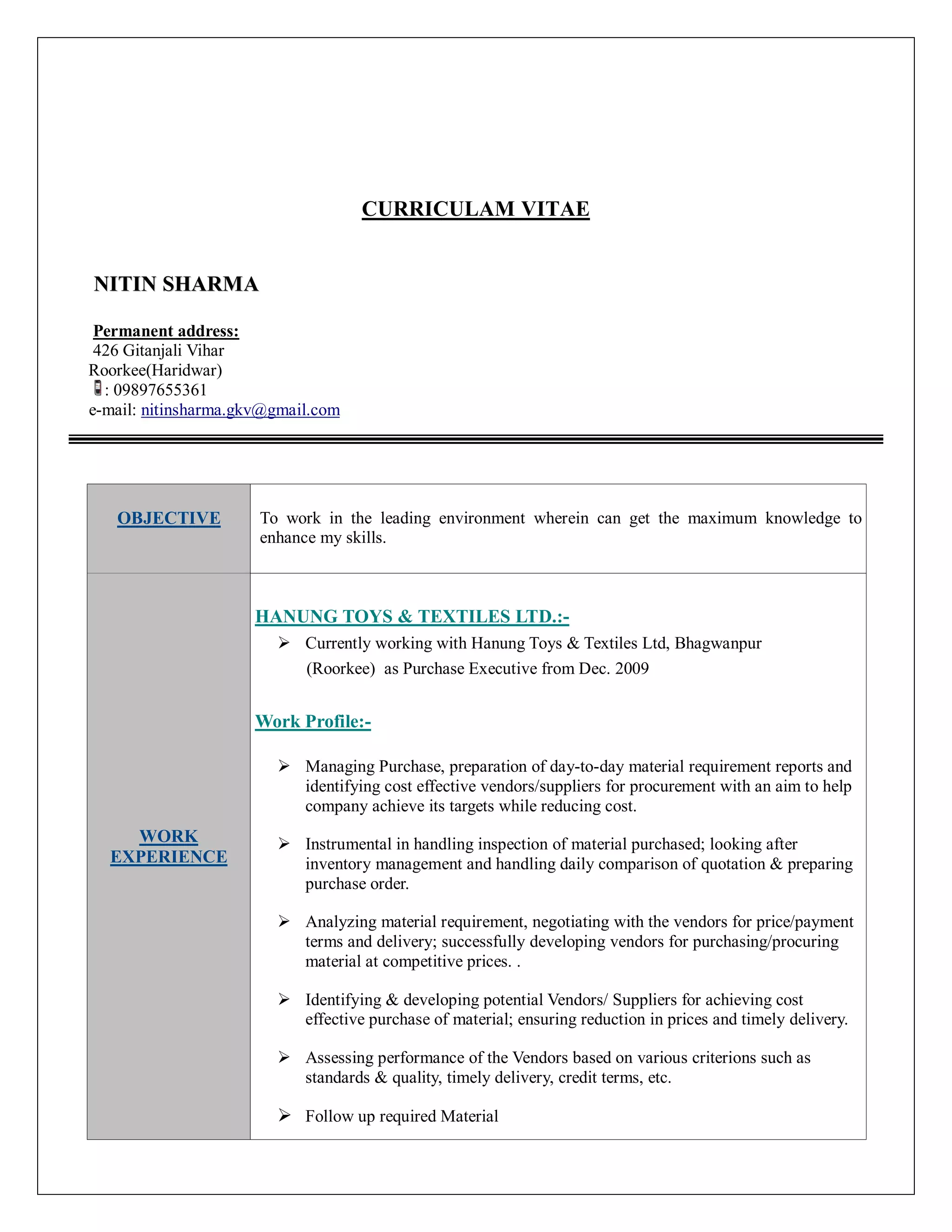 nitin resume | PDF