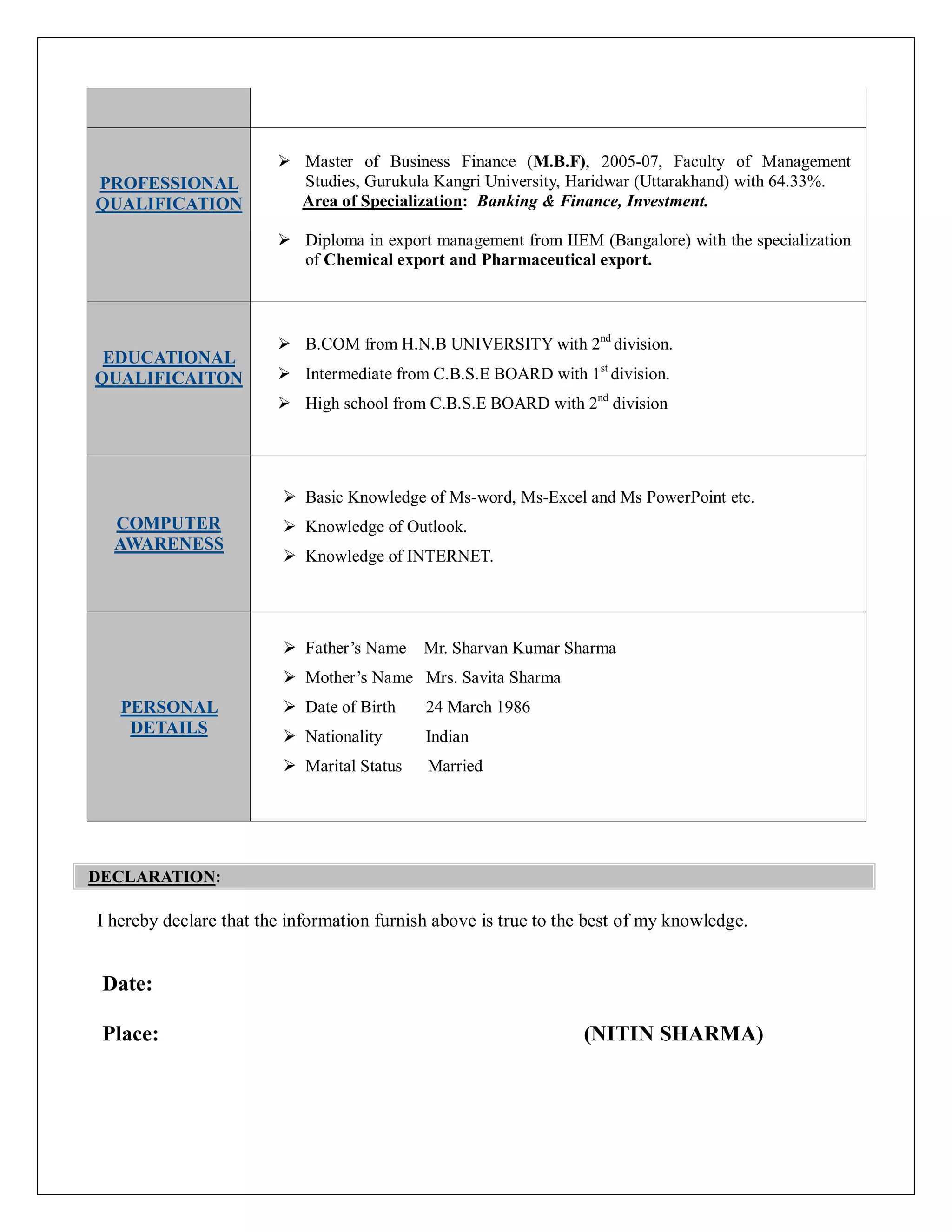 nitin resume | PDF