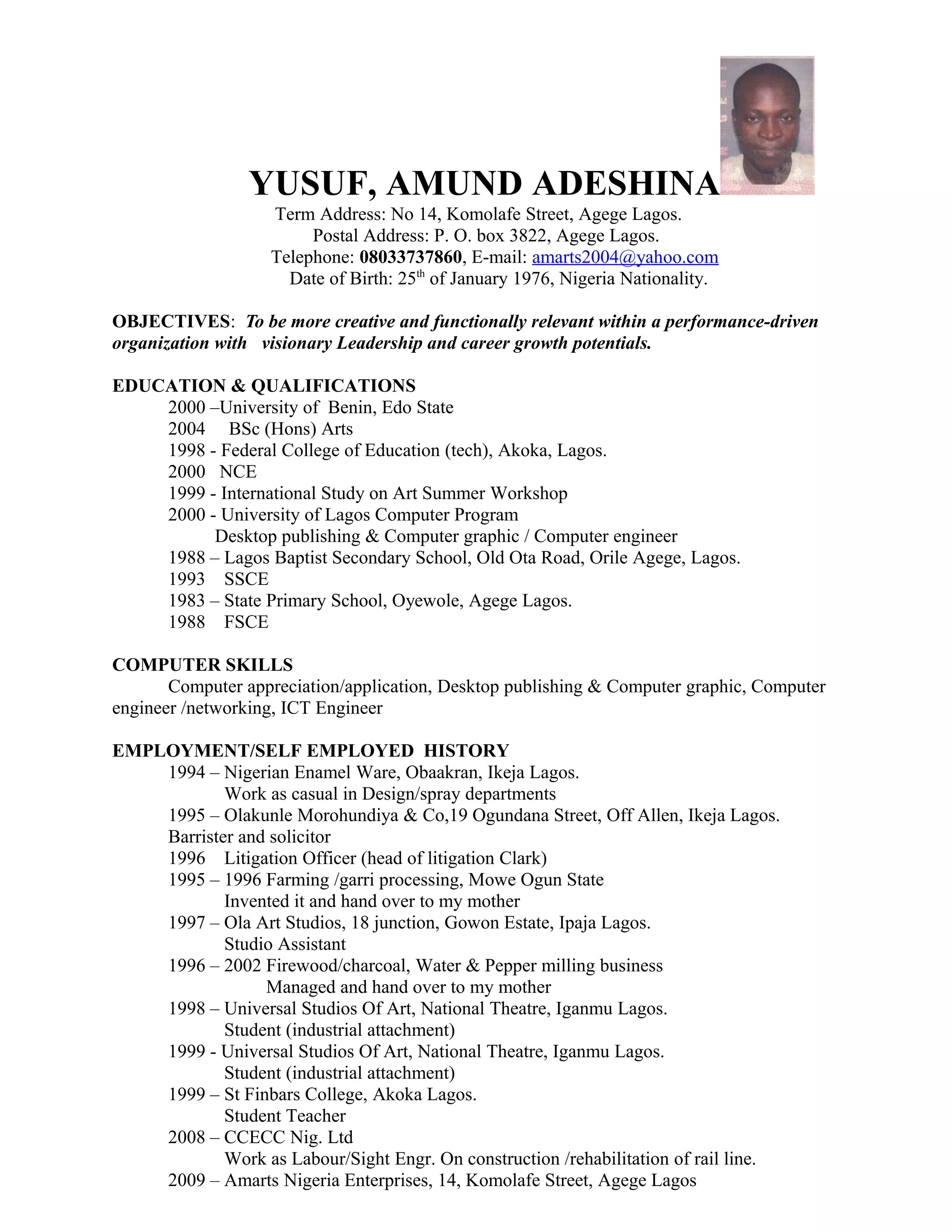 Yusuf A Adeshina CV | PDF