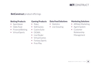 BetConstruct - Company Presentation v1 | PDF