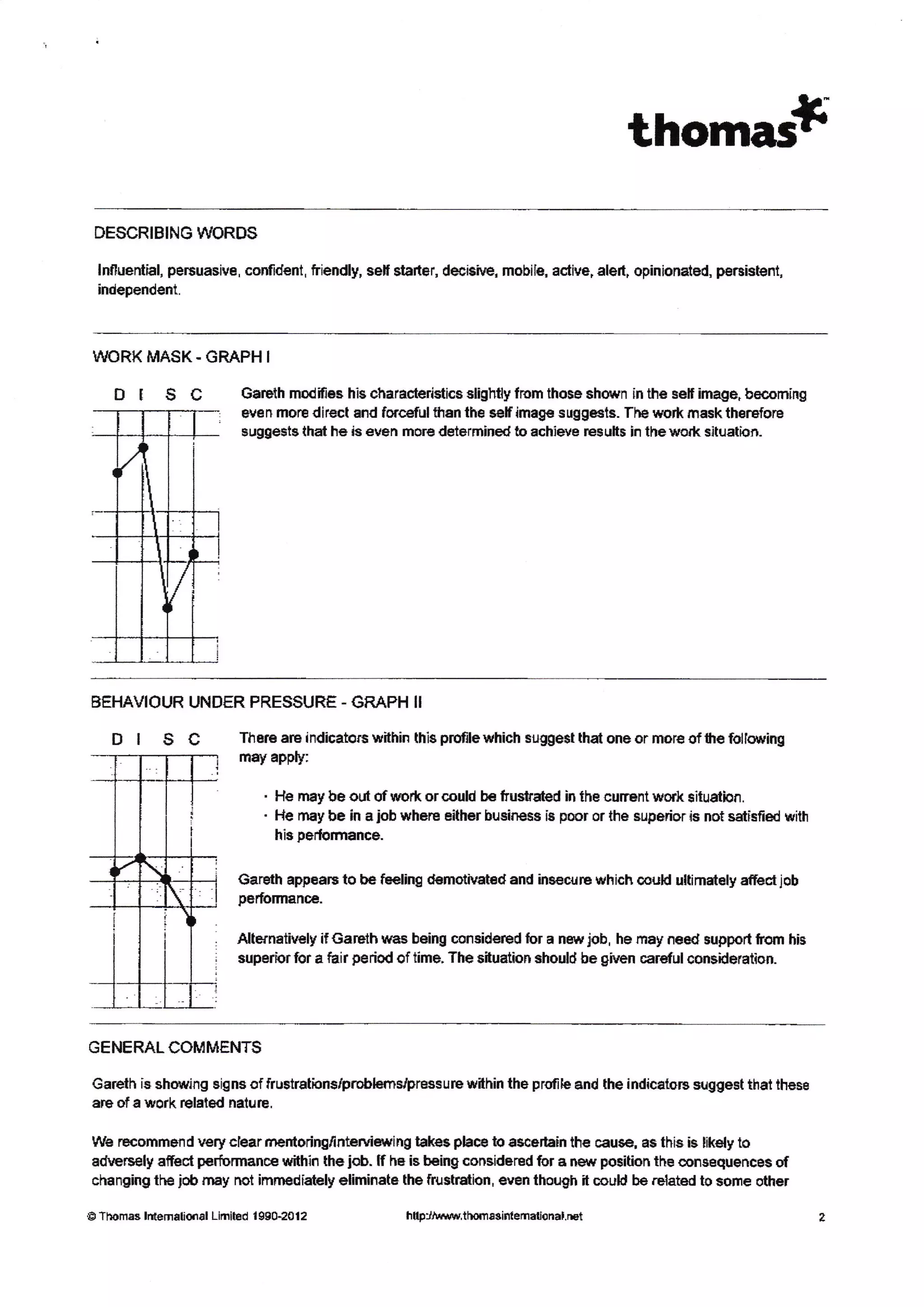 Gareth Trotman P.P.A. July 2013 (Personality Profile Assessment) | PDF