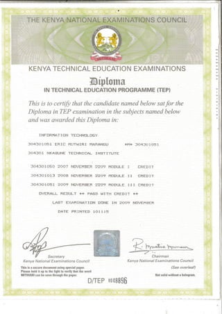 ERIC MUTWIRI MARANGU CERTS N TESTIMONIALS2016 | DOC