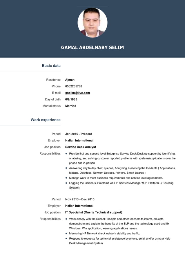 Gamal's CV | PDF