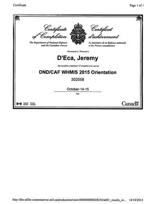 WHMIS 2015 Certificate | PDF