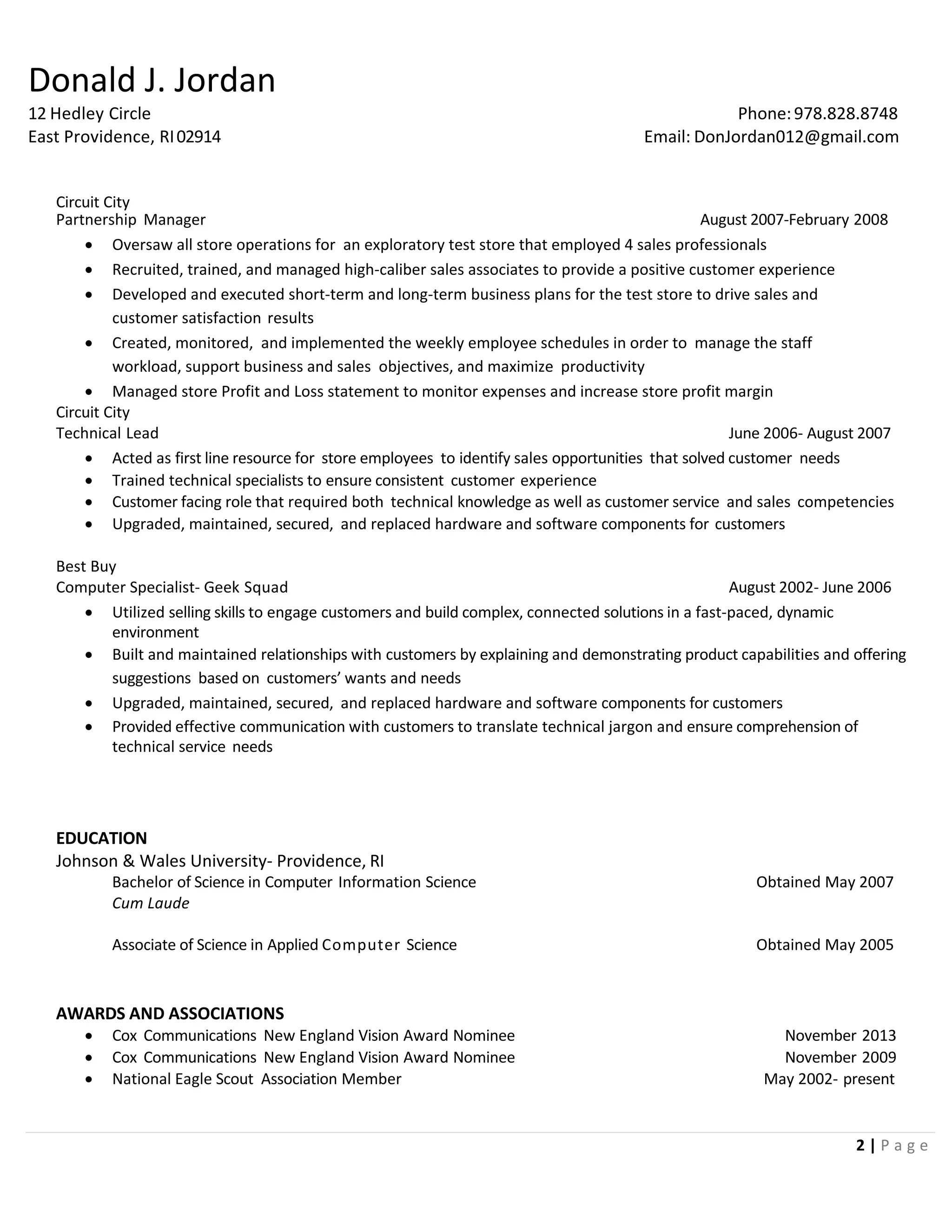 Donald Jordan Resume | PDF