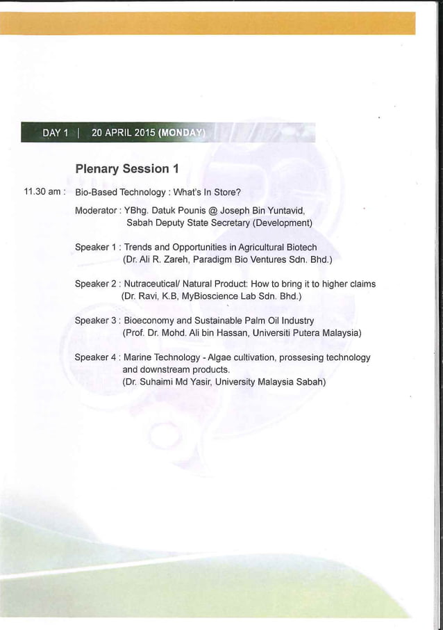 Plenary Speaker @ Bio-Borneo | PDF
