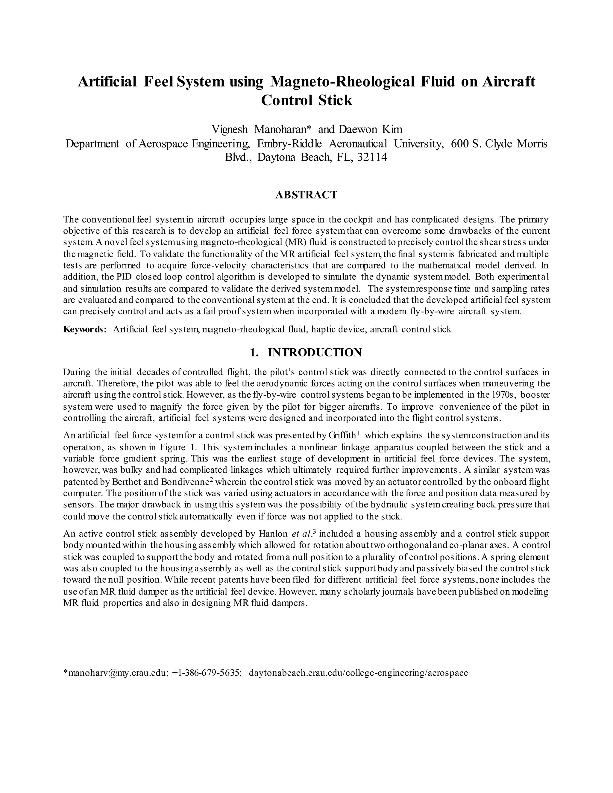 Artificial feel system | DOCX