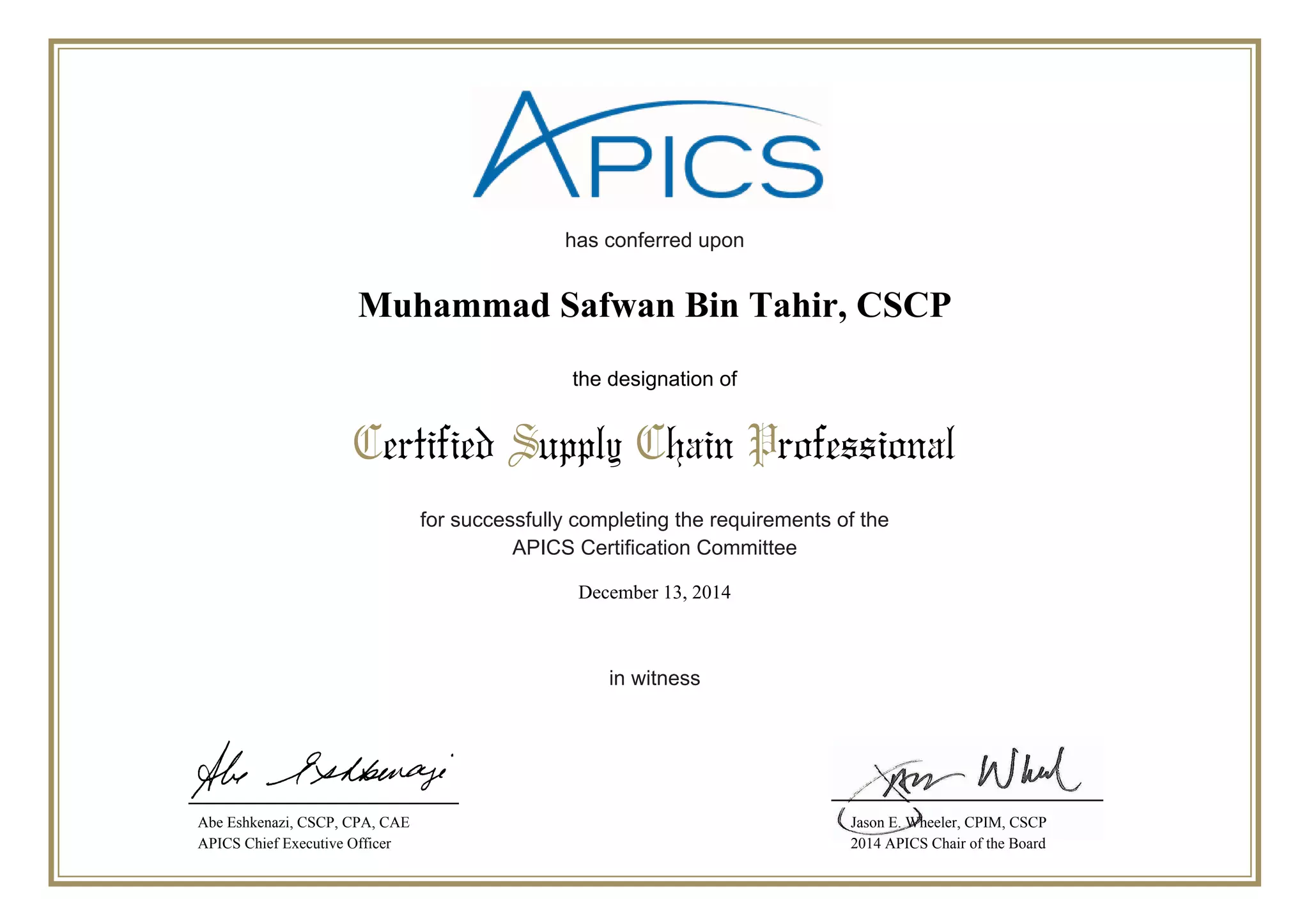 APICS_CSCP_Original_Certificate_A4 | PDF