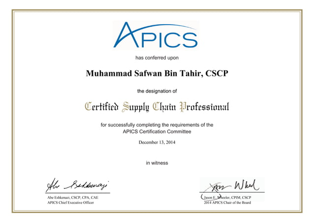 APICS_CSCP_Original_Certificate_A4 | PDF