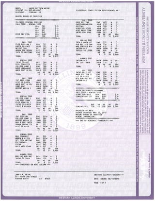 WIU Transcript James | PDF
