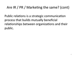 Let's talk about IR PR in the investment community! | PDF