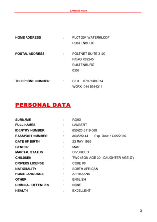 CV - Lambert Roux 19.02.2016 | Logistics | Business