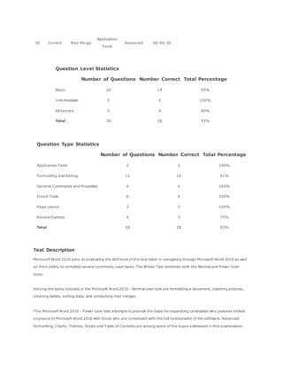 Word 2010 Test Results | PDF